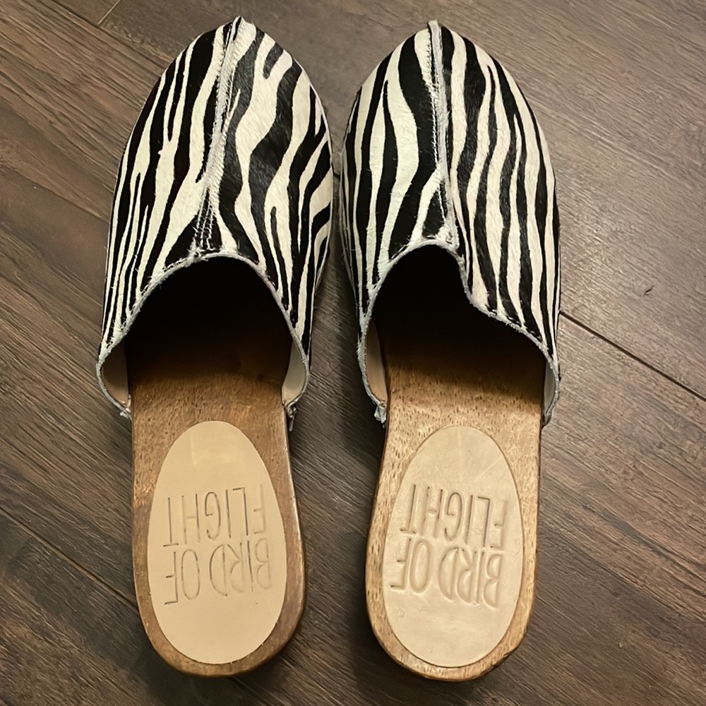 Bird Of Flight Zebra Wooden Joni Clogs - Gem